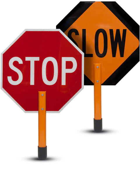 STOP/SLOW Flagger Paddle Signs
