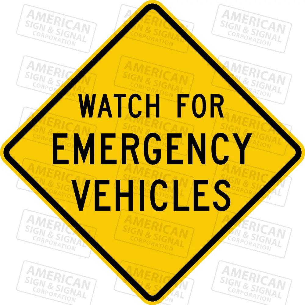 EM-100 Watch For Emergency Vehicles Warning Sign