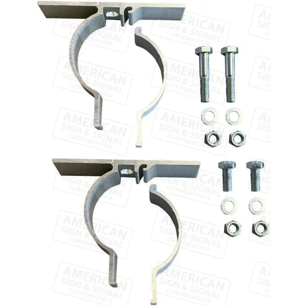 Round Post Sign Brackets with Back Support, Pair of 2
