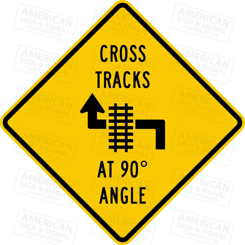 W-250L Cross Tracks at 90 Degree Angle Warning Sign