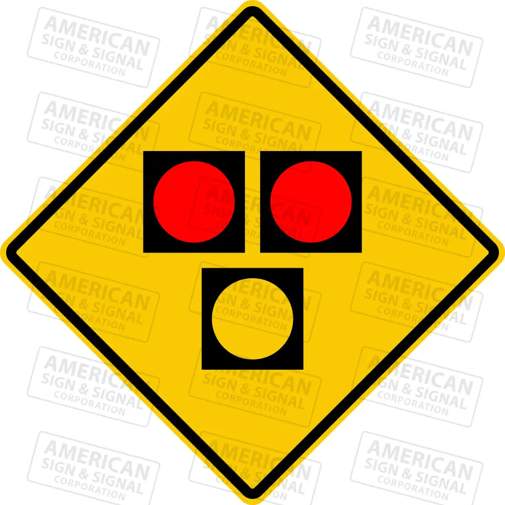 W3-3-DE1 Pedestrian Hybrid Beacon Ahead Sign